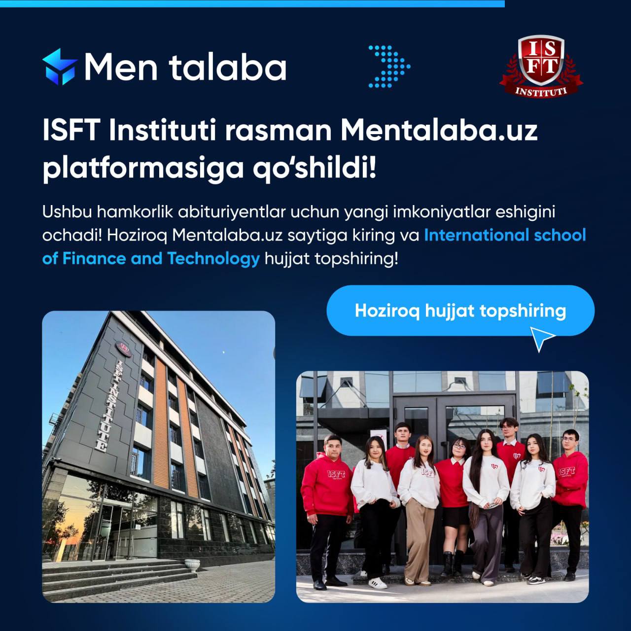 Men talaba - Ищите, сравнивайте и подавайте заявки в университеты представлять на рассмотрение